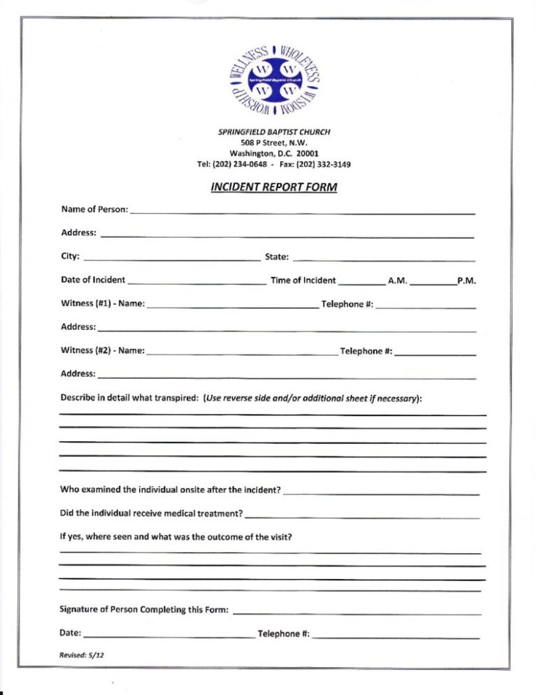 Forms and Downloads | Springfield Baptist Church